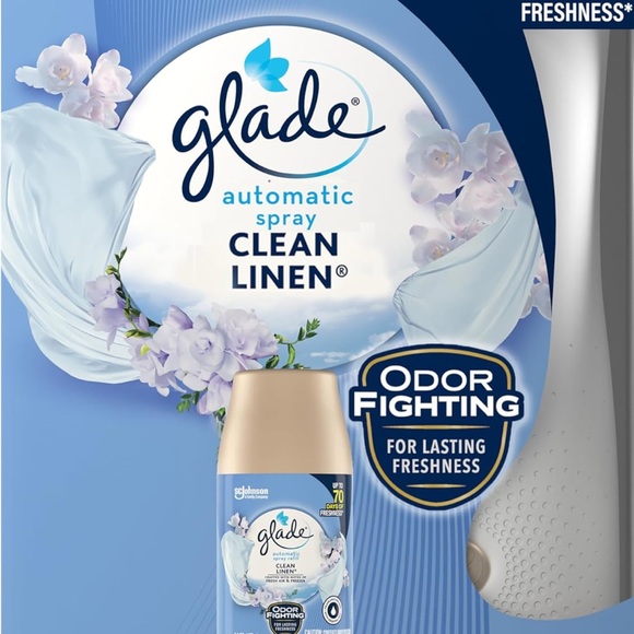 Glade | Other | Glade Clean Linen Automatic Spray With Blue And White ...